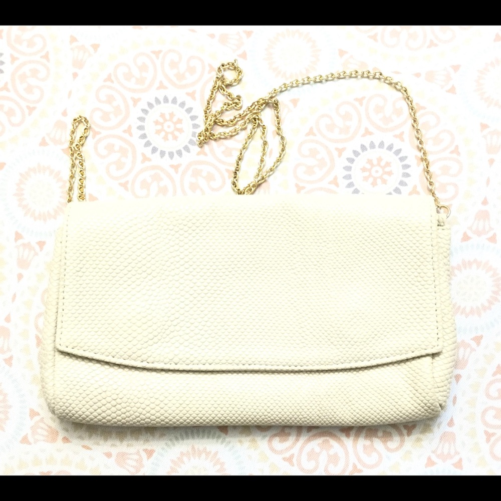 Lauren Merkin Ivory Snake Skin Textured Clutch Bag - Gem